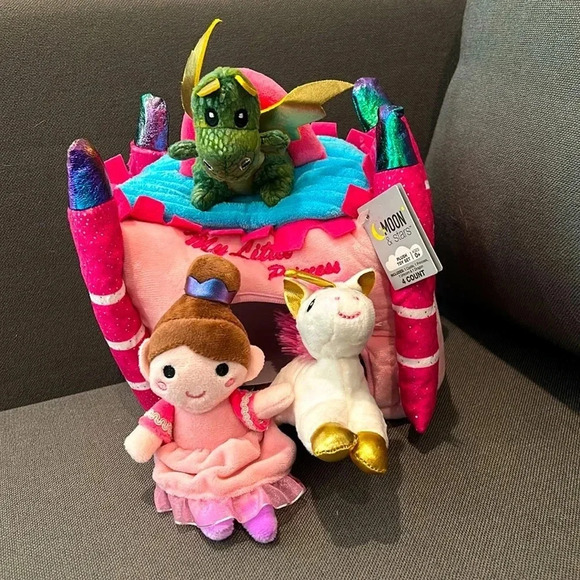 Moon and Stars | Toys | Pink Castle Plush Toy Set Princess Unicorn ...